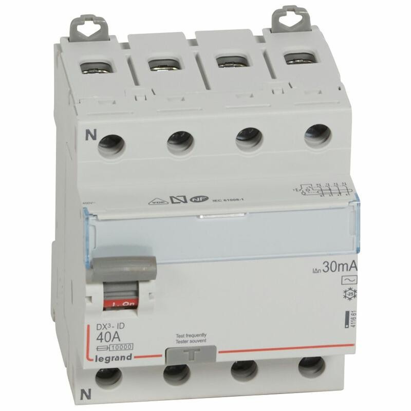 Interrupteur différentiel tétrapolaire 40A type AC 30mA - 4 modules ...